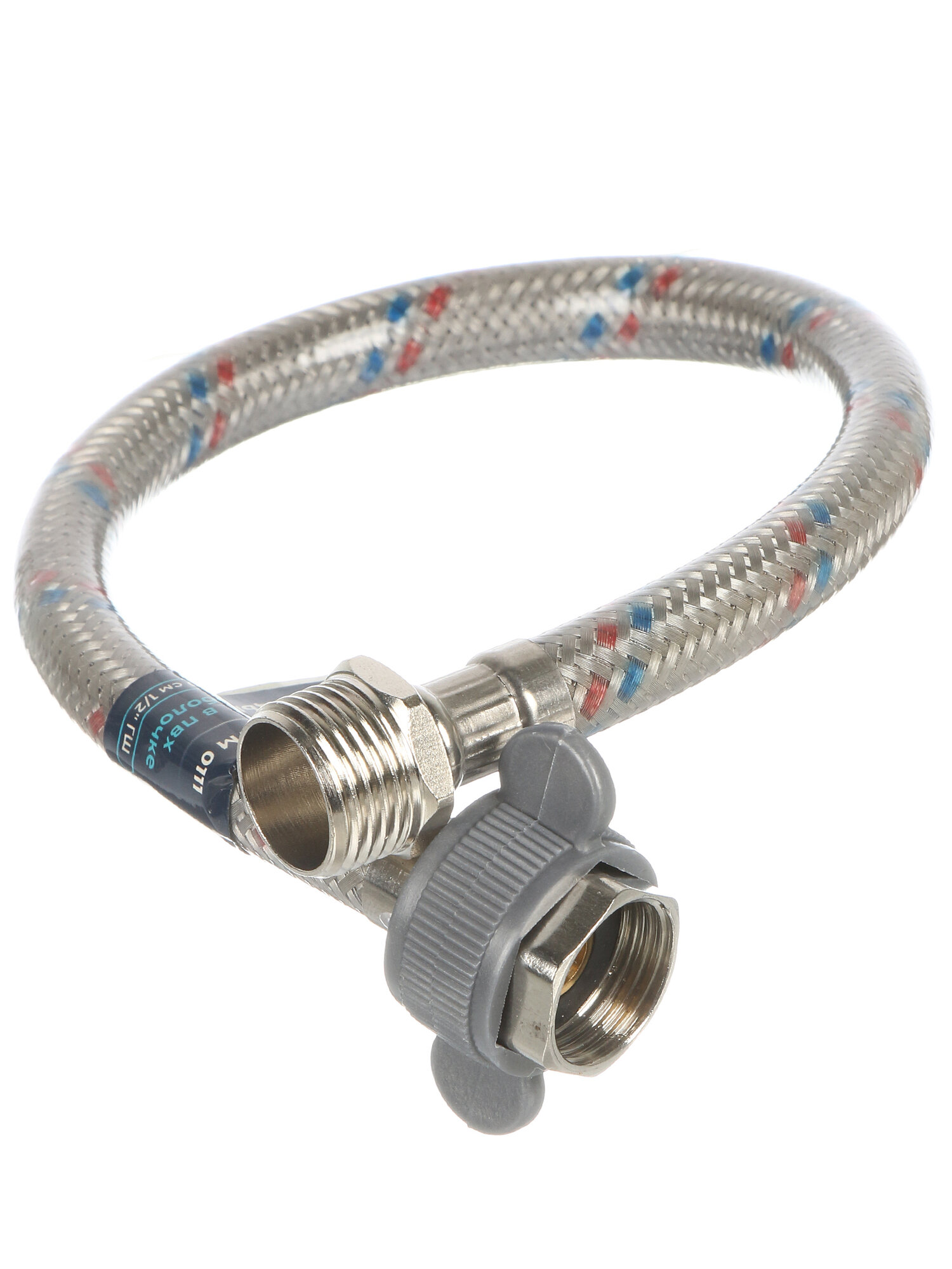 Подводка для воды Stemix 1/2" г-ш 0.4 м, гибкий шланг из стали и полимера для смесителя и унитаза, STM 0111