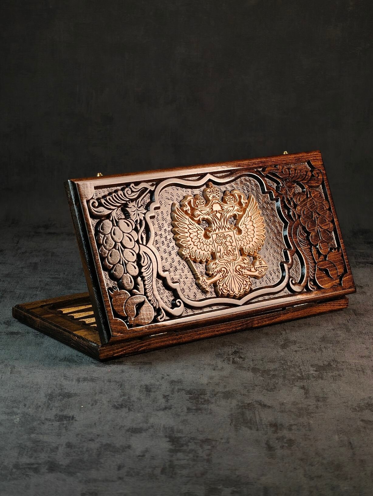 Нарды Деревянные Резные "Герб России" 50см