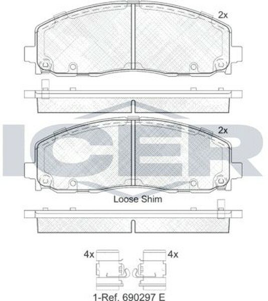 Колодки тормозные передние ICER 182054 CHRYSLER Grand Voyager 07->
