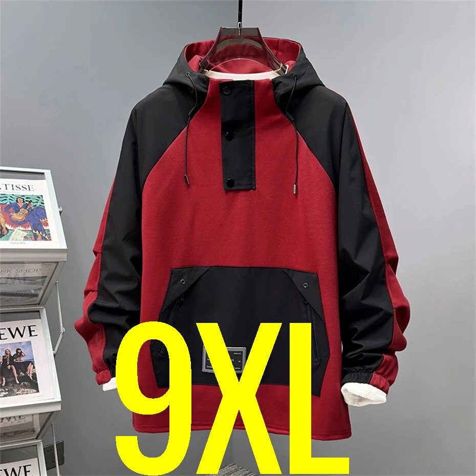 Мужская толстовка с капюшоном, красная, 9XL (130-140kg)