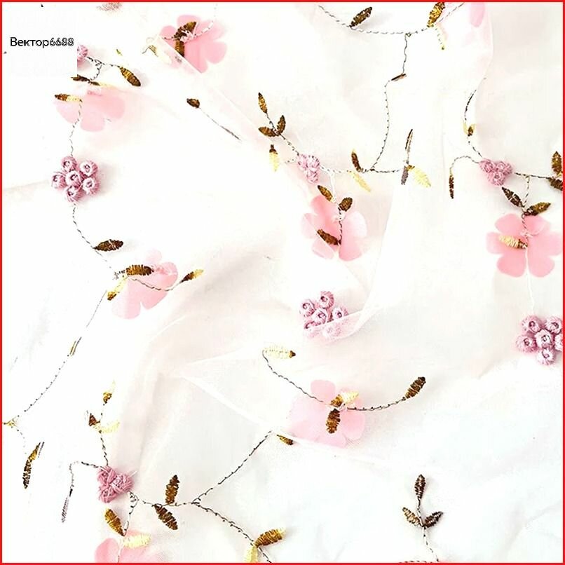 Вышитая цветочная кружевная сетчатая ткань, 130x50 см, 1 кусок