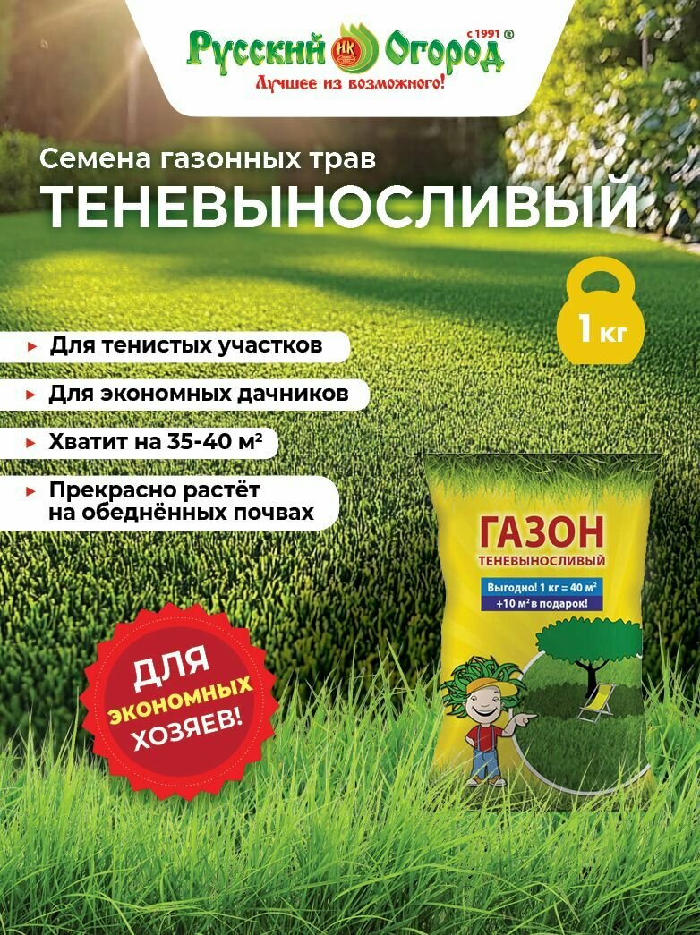 Семена газонных трав Теневыносливый/1 кг, Русский Огород.