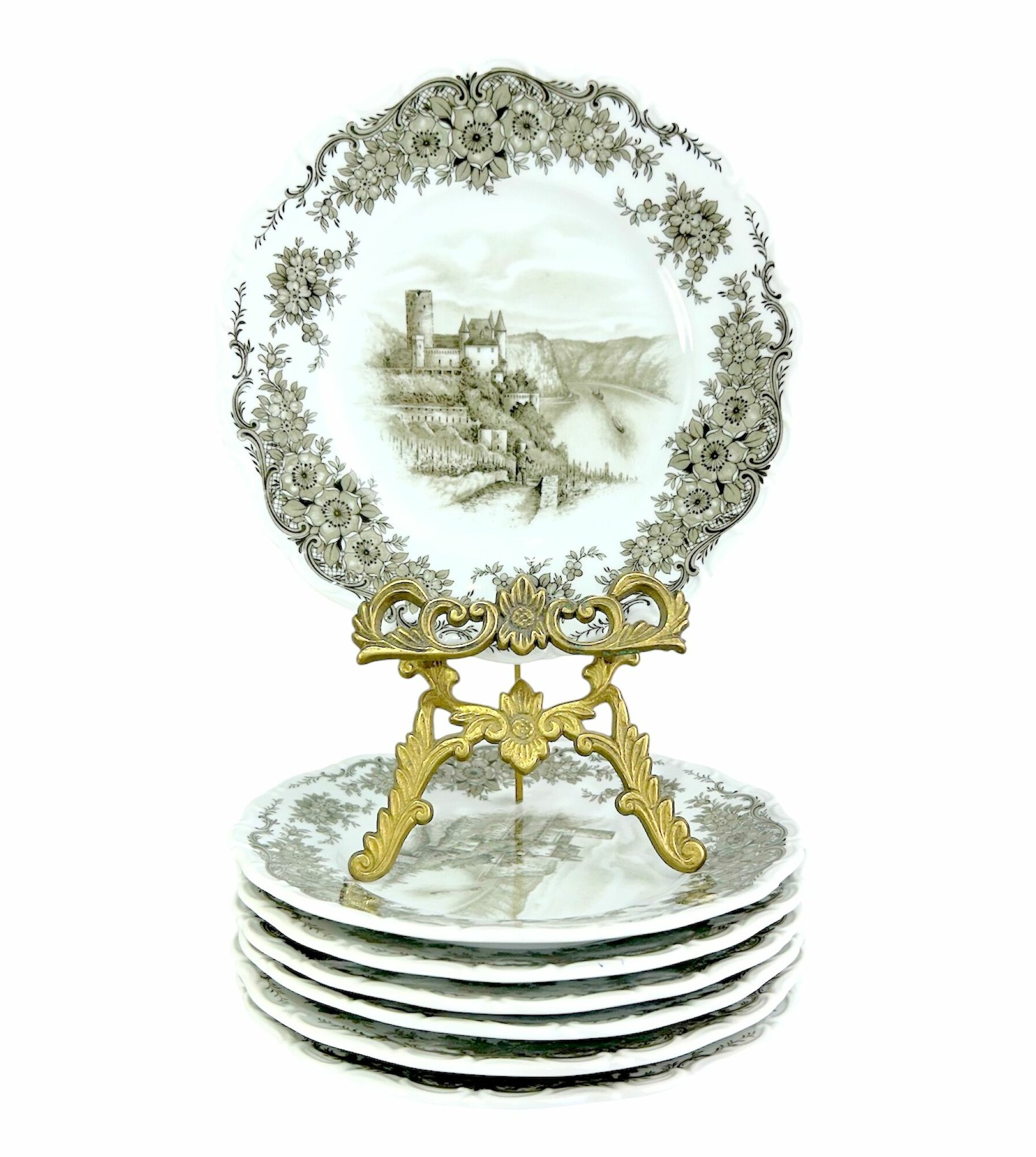 Тарелки пирожковые Замки Германии, Seltmann Weiden, Rheingau, фарфор, винтаж. Германия