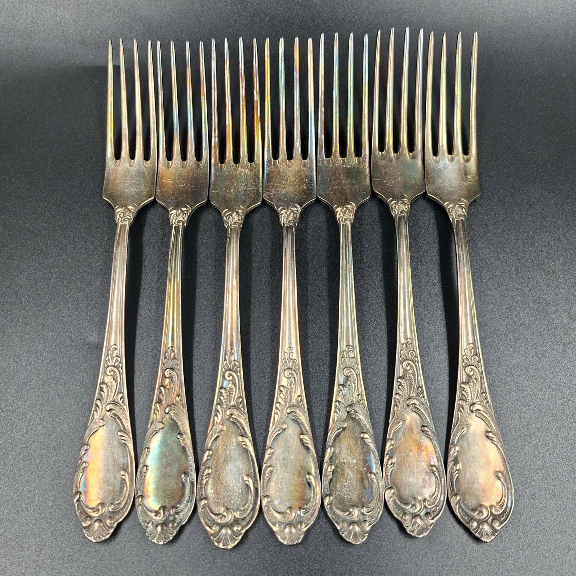 Набор из семи вилок с растительным декором, мНЦ (медь-никель-цинк)