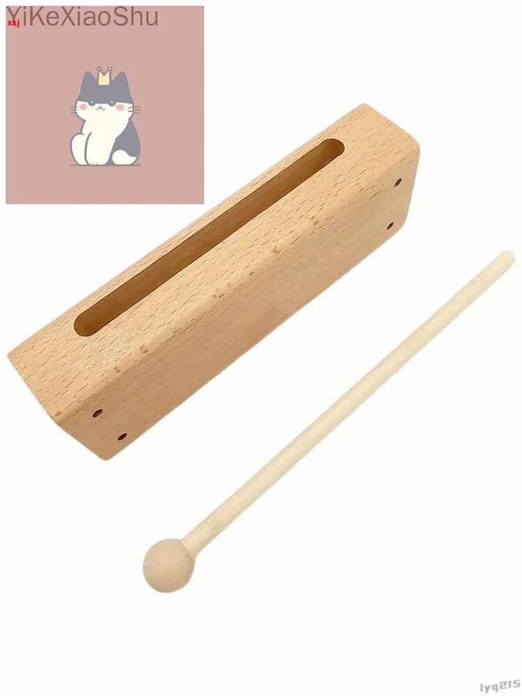 Перкуссия Коробочка серийная, средняя, Тон-блок Народный ударный инструмент, дерево, палочка в комплекте