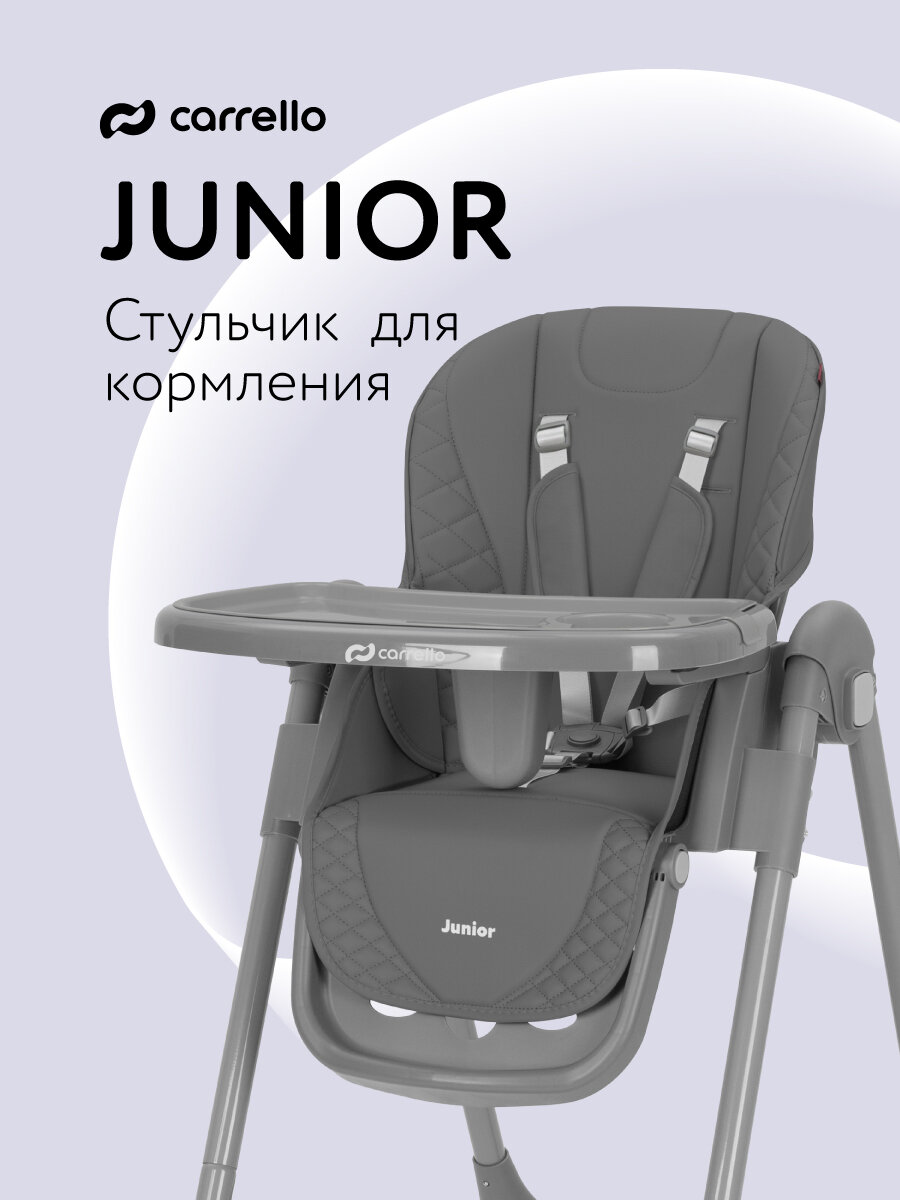 Стульчик для кормления Carrello Junior, складной, блокировка колес, темно-серый