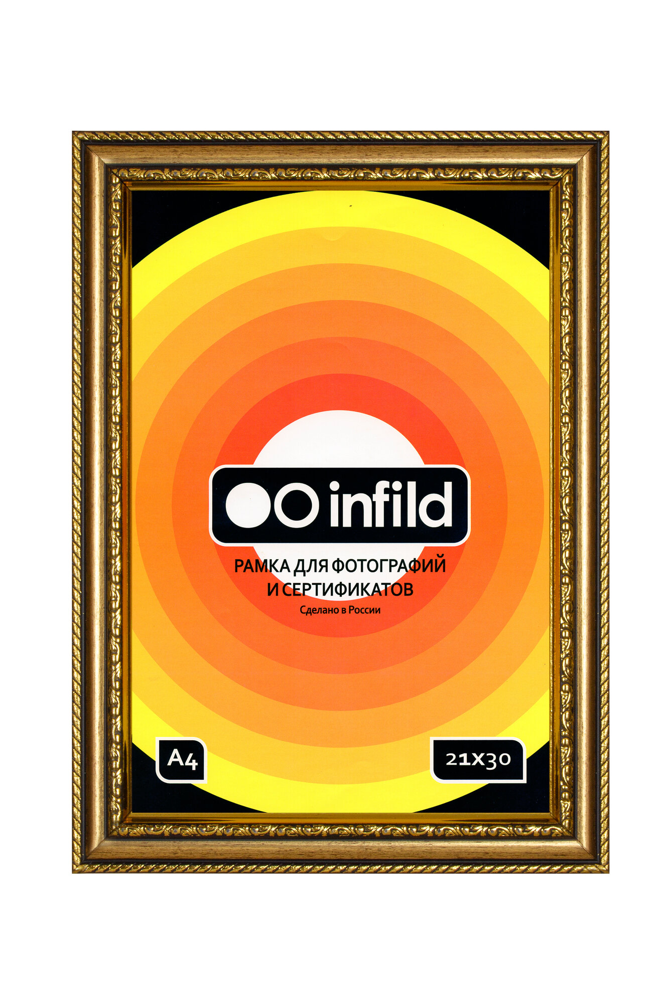 INFILD, фоторамка А4, пластиковый профиль, цвет золото кружево