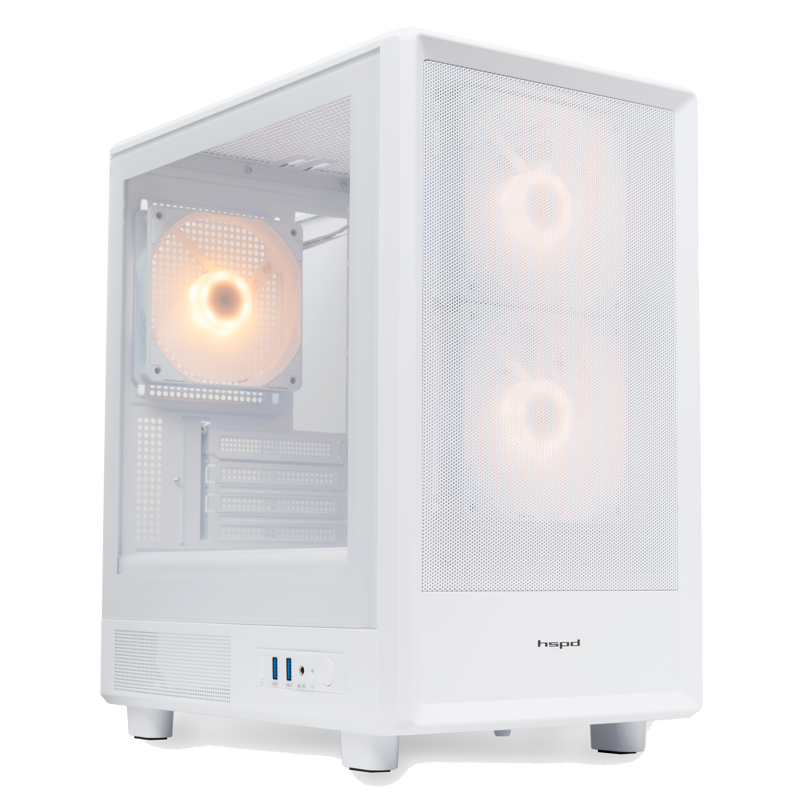 Корпус HSPD M310 Mesh Mini-tower, белый, с ARGB, mATX/mITX