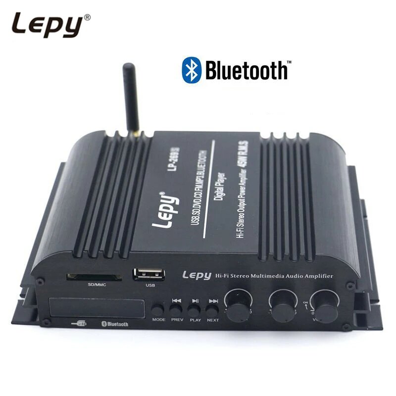 Lepy LP-269S 4-канальный Hifi Bluetooth-усилитель 3,5 мм AUX USB SD FM цифровой стерео усилитель для автомобиля, домашнего компьютера