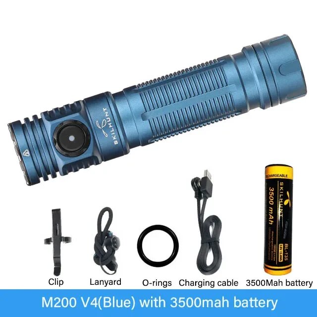 Skilhunt ESKTE M200 V4 фонарик 1900 люмен Nichia 519A 5000K, Синий, (Blue) with BAT
