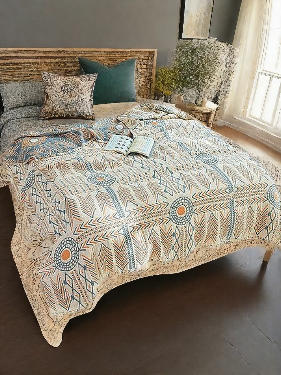 Плед двусторонний , Муслин, Хлопок, 230 см х 200 см