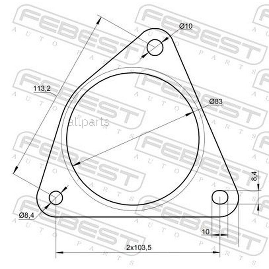 FEBEST 24492-001 Прокладка приемной трубы RENAULT MEGANE/SCENIC 1.4-2.0 99- (пятислойная металлобумажная)