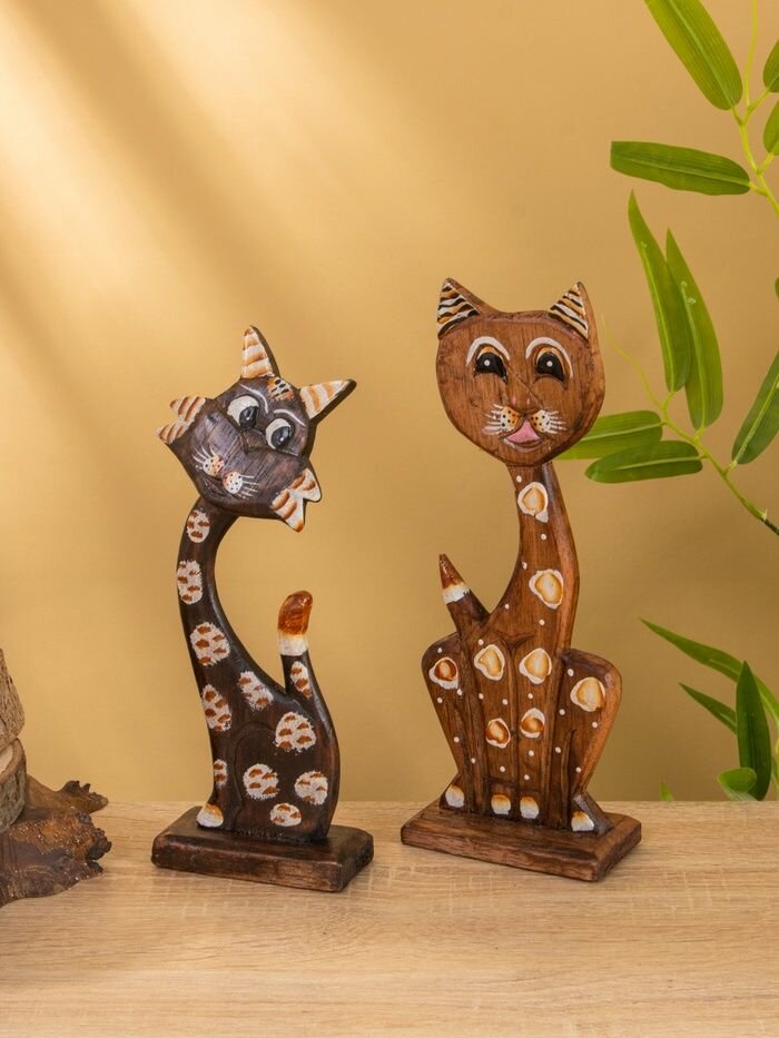 Сувенир на подставке Киса , 25-27 см, дерево, микс