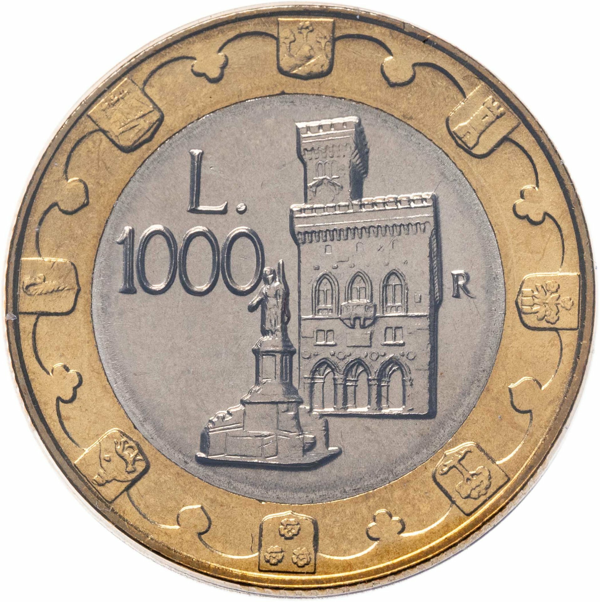 Сан-Марино 1000 лир lire 1997 в буклете, Биметалл, в сохранности UNC