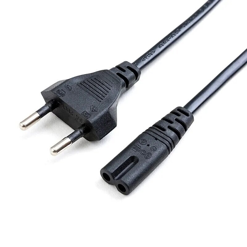 Кабель питания, сетевой шнур, разъем C7, 2pin, 230V, чёрный, 1 метр