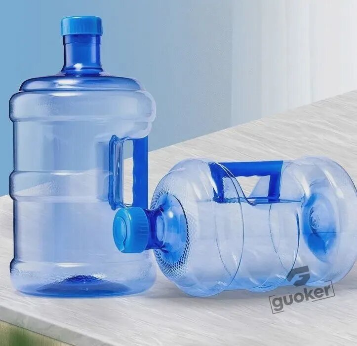 Канистра для воды пластиковая прозрачная с синей ручкой 20л