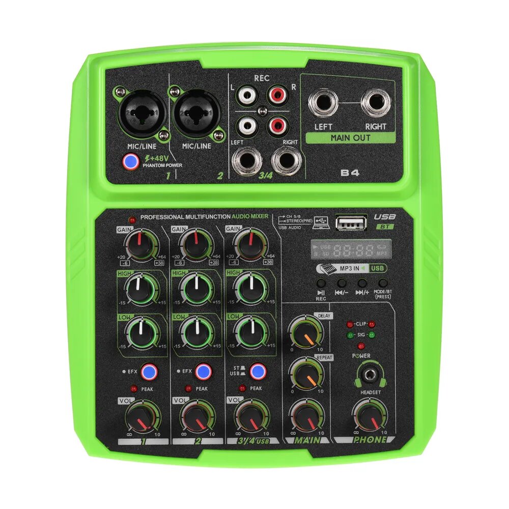 Портативный 4-канальный аудиомикшер B4 для студии звукозаписи, с USB и BT