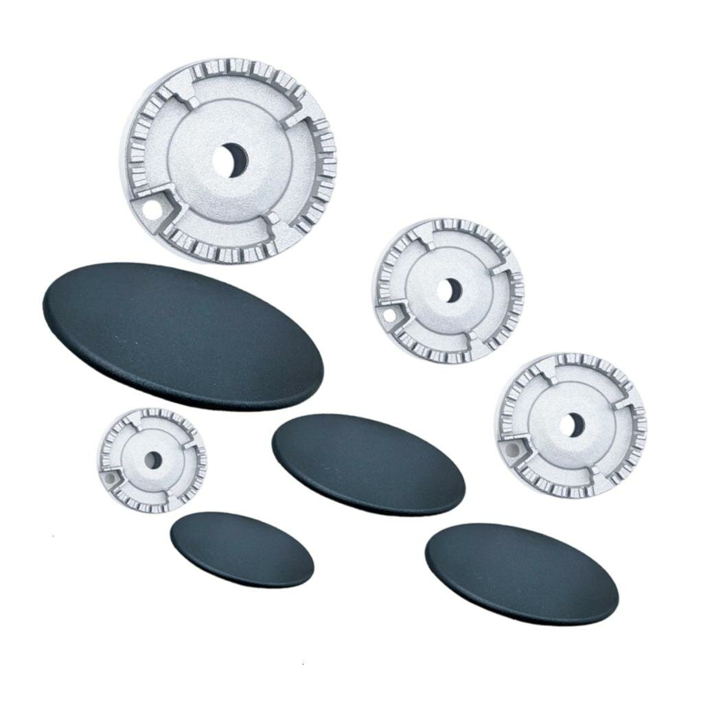 Крышки для газовых конфорок, Высокоэффективные крышки для газовых плит Комплект газовых горелок с корончатым пламегасителем Духовка Газовая плита Горелки Плоская / Вогнутая Противопожарная крышка Прочная