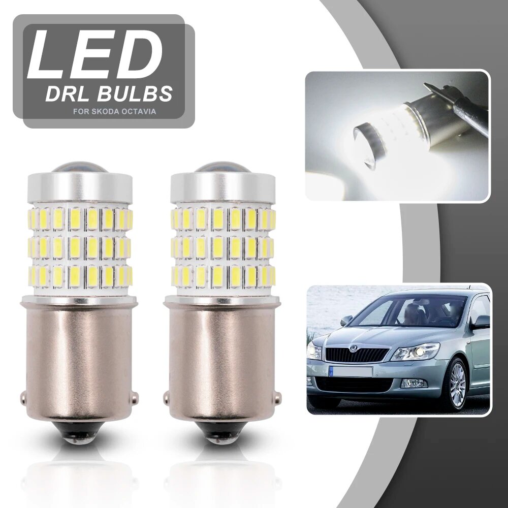 2x1156 CANbus BA15S/P21W S25 светодиодные дневные ходовые огни DRL лампы для Skoda Superb Octavia 2 FL 2010 2011 2012 2013 дневные фонари