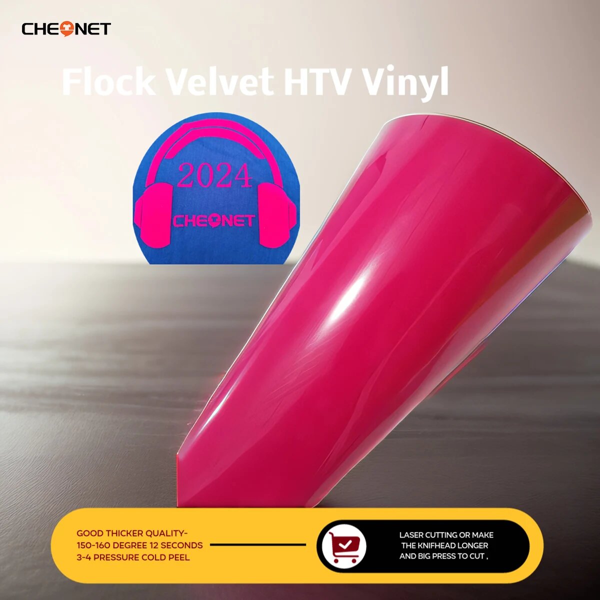 CHEONET 3D бархатный винил для термопечати разные цвета Розовый, 25cm x30cm, Neon Peach Red 34