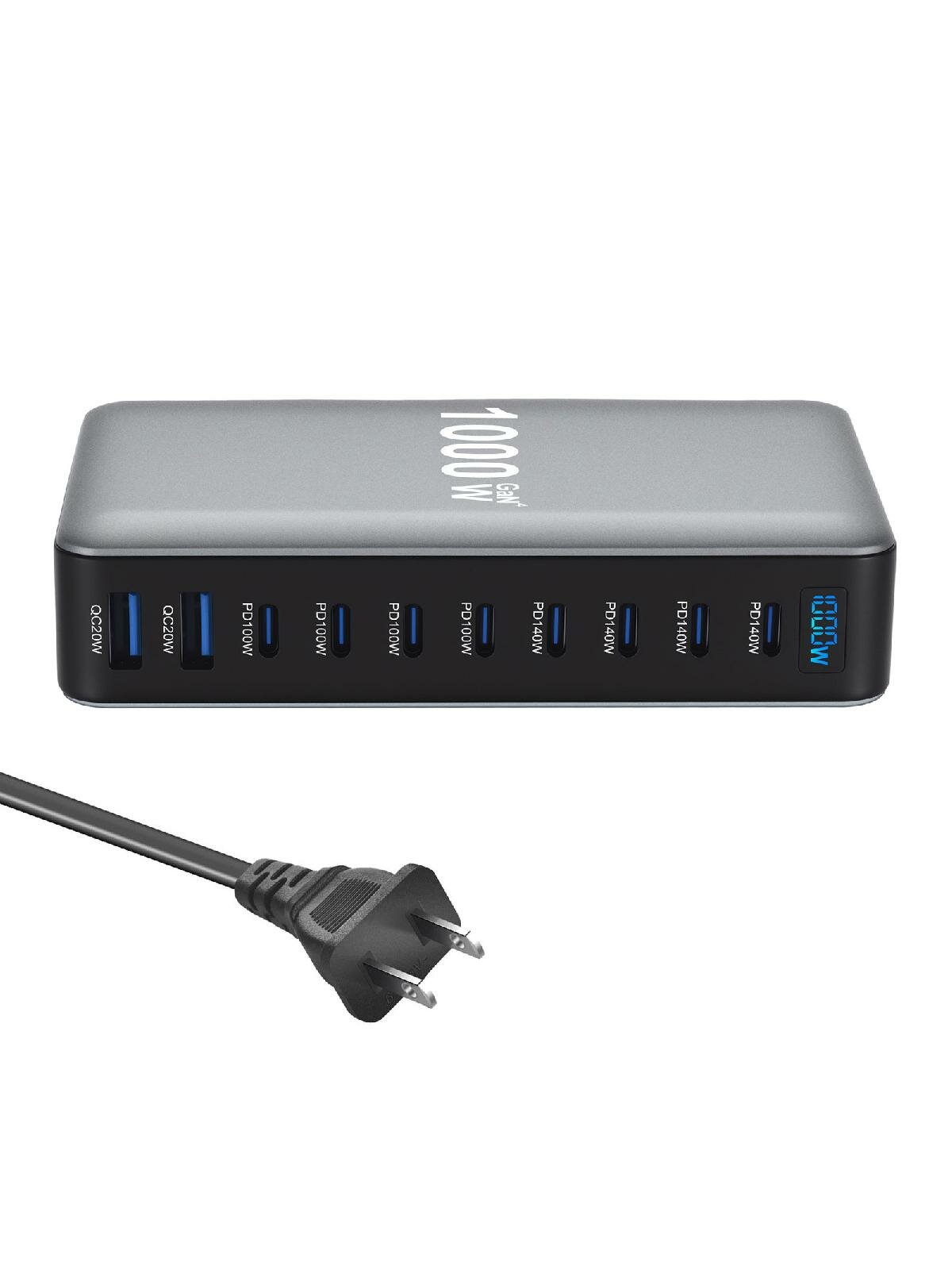 Зажим на шнуры питания 13 розеток переменного тока 4 порта USB Двухслойная конструкция 2-метрового кабеля