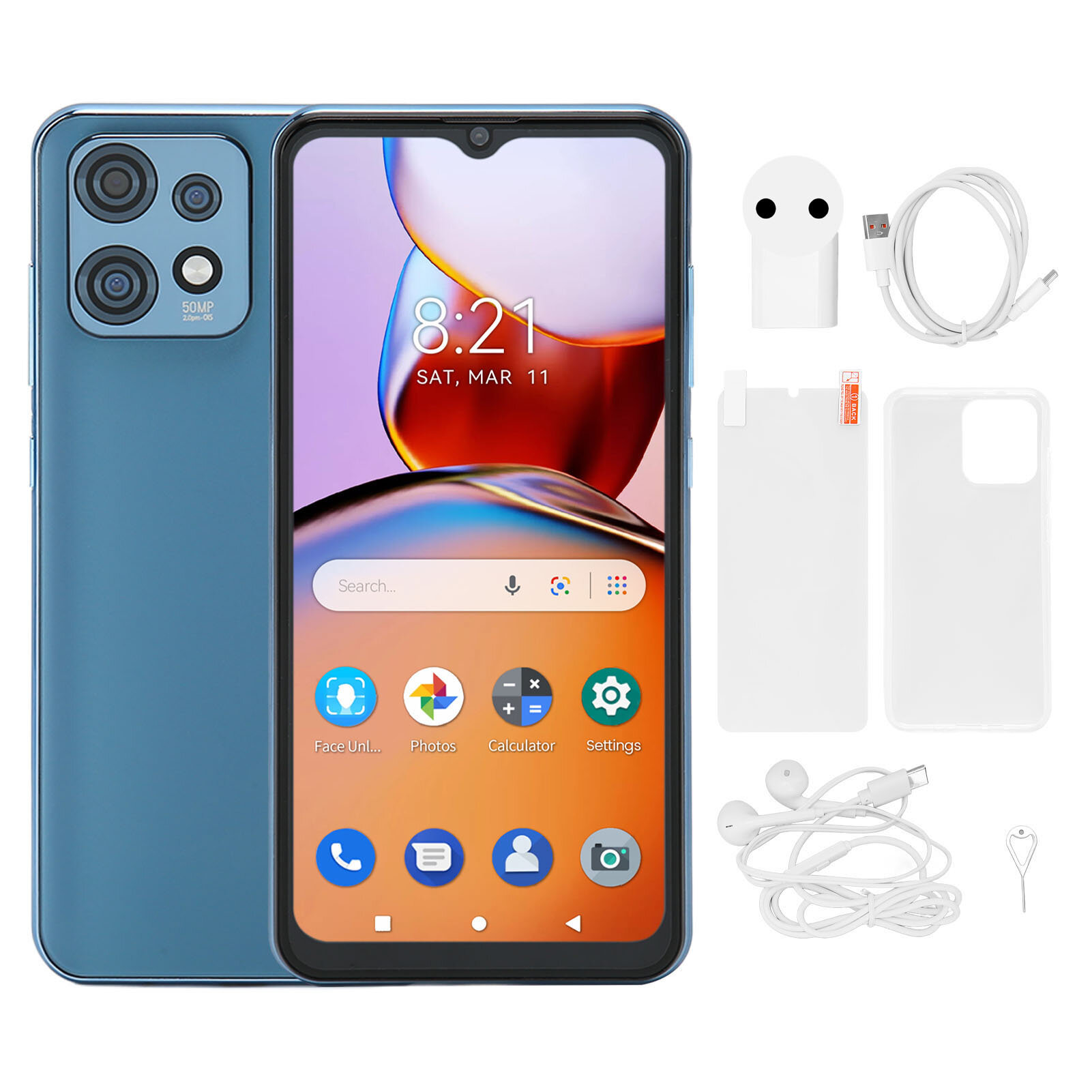Смартфон X40 Pro 6.53 дюйма 8 ГБ ОЗУ 128 ГБ ПЗУ 4G 5G WiFi разблокированный Android 12 100240V синий