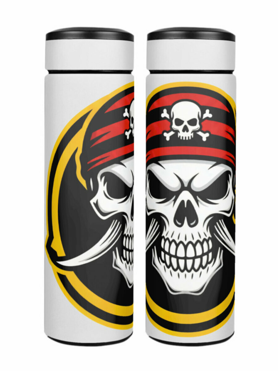 Термос «Pirate Skull дерзкий пиратский череп» (белый)