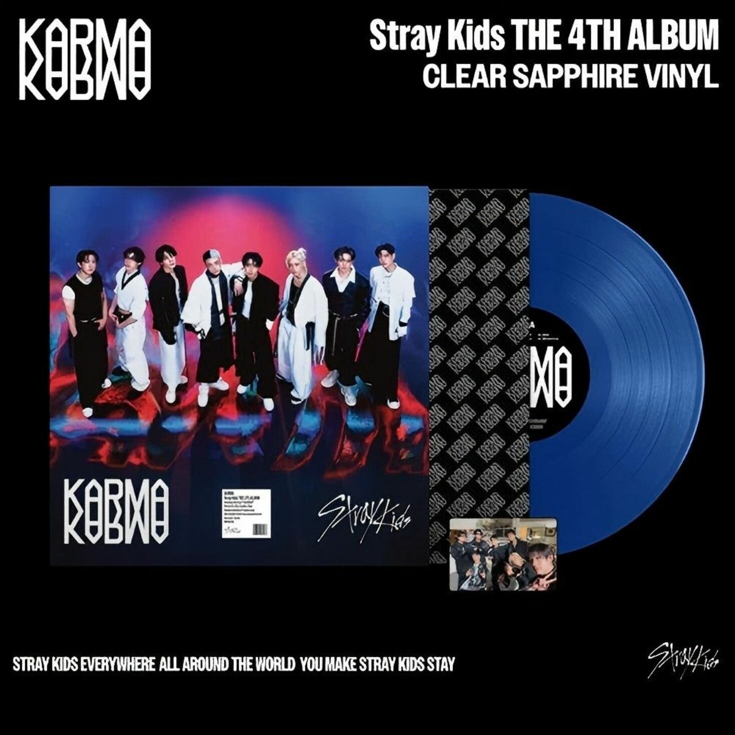 Виниловая пластинка Stray Kids - KARMA /> Vinyl, LP, Clear Sapphire (photocard +12x24" poster)