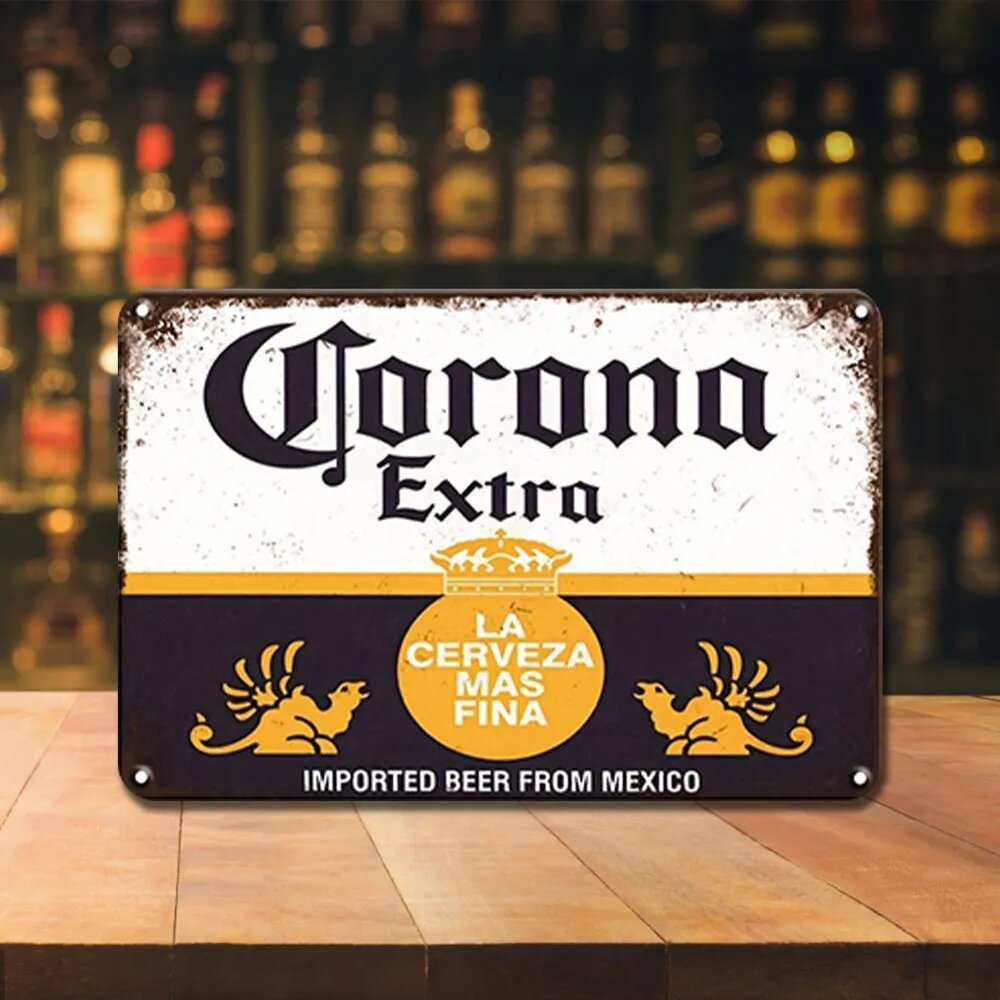 Винтажная металлическая пластина Corona Beer прямоугольная железная картина настенный декор для бара 30x20 см