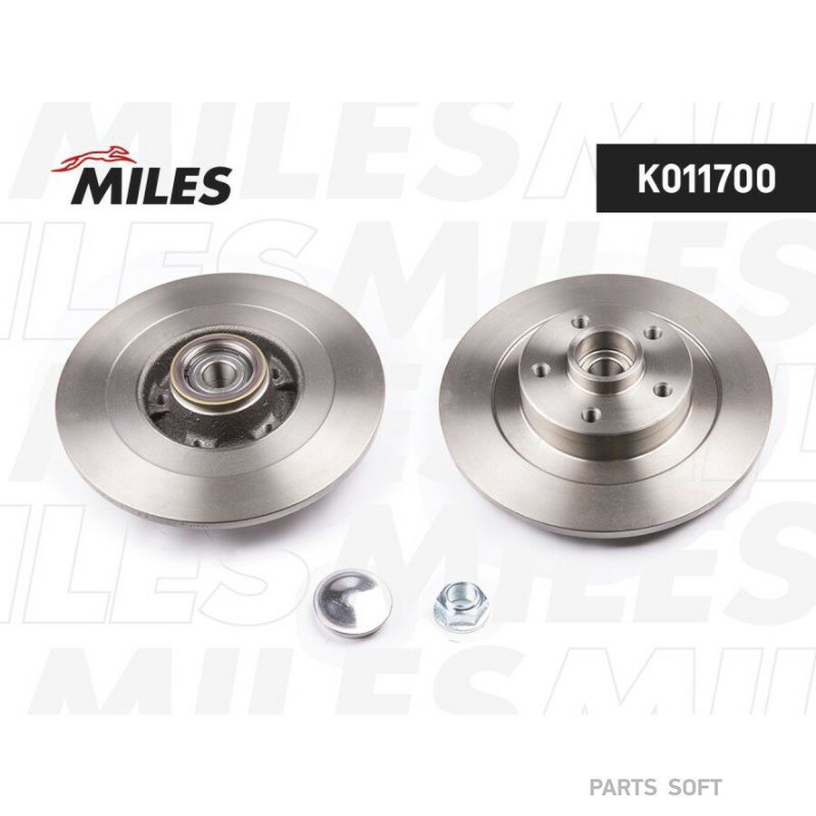 MILES K011700 Диск тормозной RENAULT LAGUNA III 07- задний СБ с подшипником с АБС ()