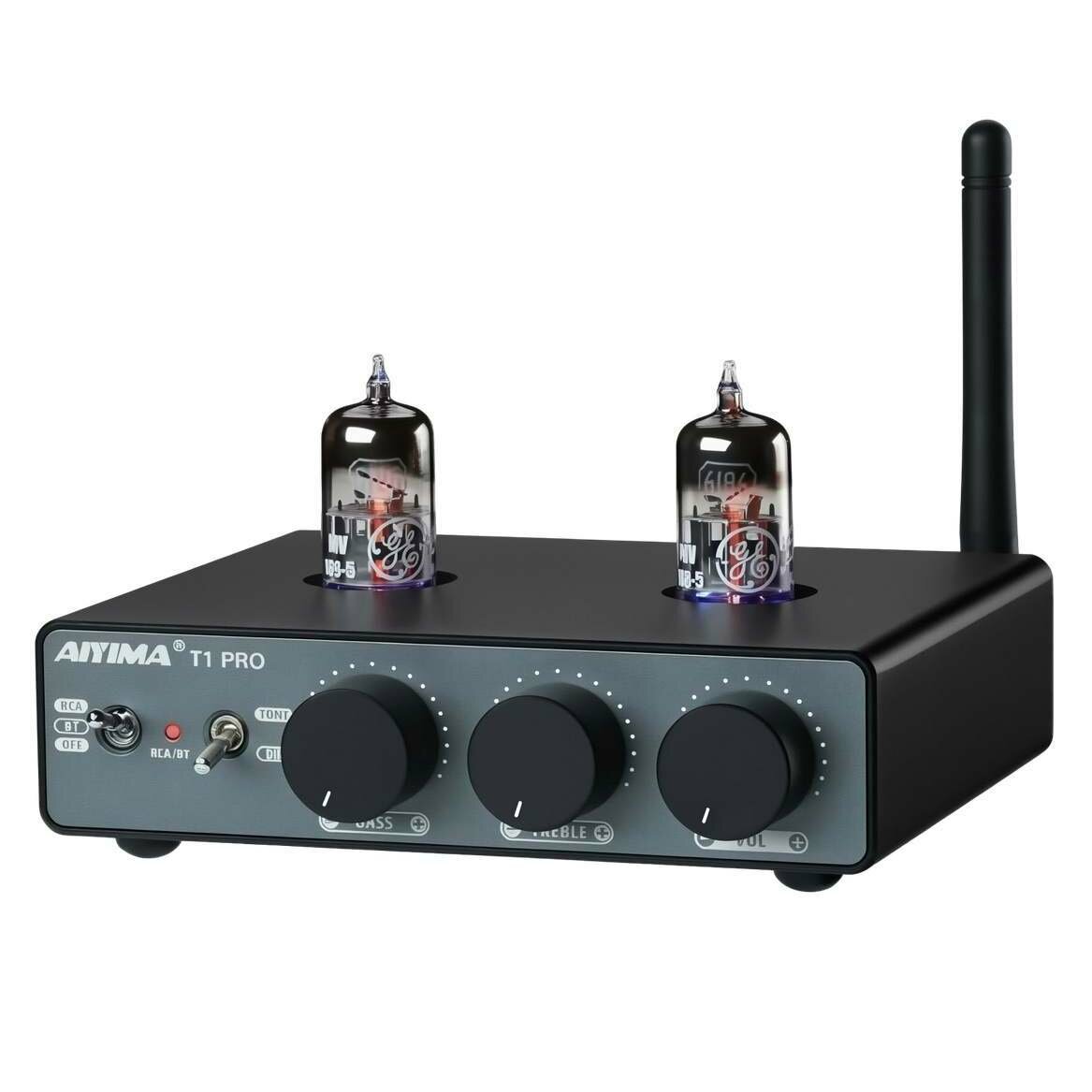 Ламповый предусилитель Aiyima "T1 PRO", Bluetooth, 2 канала, черный