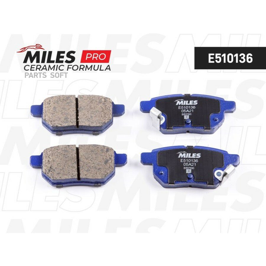 Колодки тормозные TOYOTA COROLLA 1.4 VVT-I 02-/AURIS 1.6/1.4 07- зад. Ceramic PRO MILES E510136