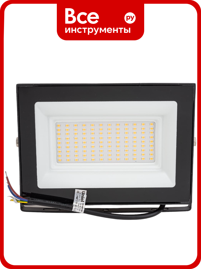 Светодиодный прожектор Uniel 70W 3000K IP65 BLACK ULF‑F21 алюминиевый корпус теплый белый свет монтажная скоба