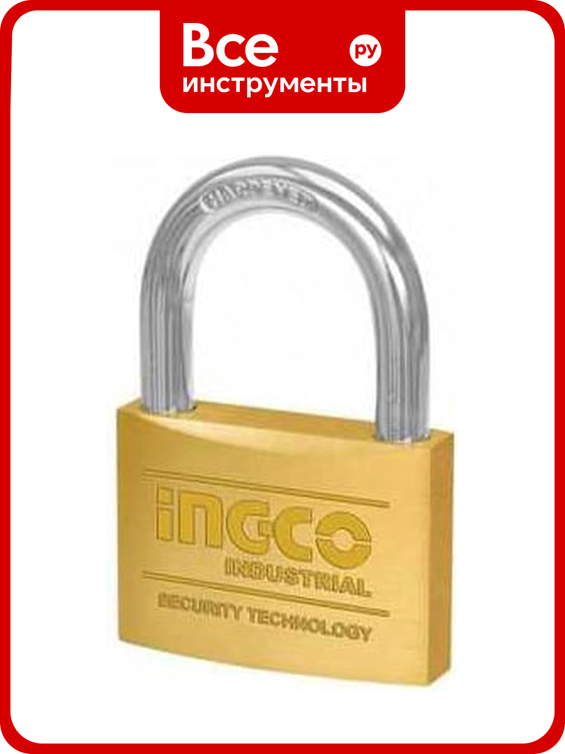 Замок навесной INGCO INDUSTRIAL DBPL0302, латунь, сталь, 3 ключа, 30 мм