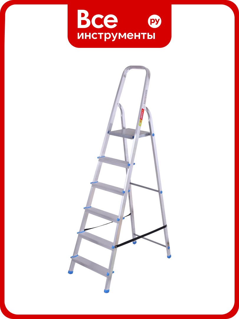 Алюминиевая стремянка LadderBel 6 ступеней STR-AL-6, В сложенном виде она практически не занимает места