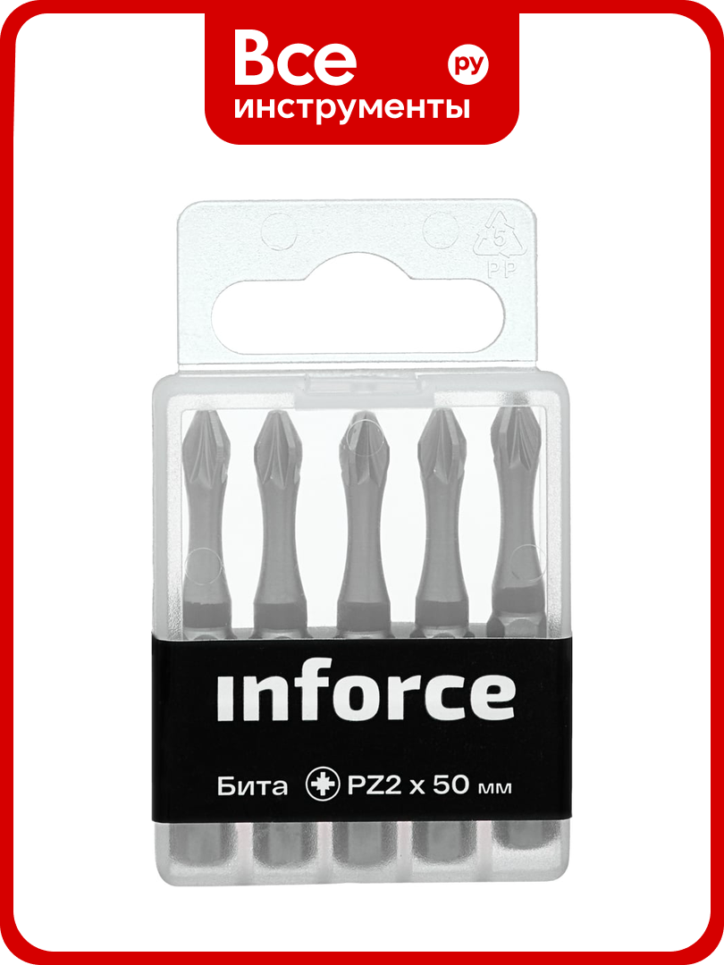 Бита (5 шт; Pz2; 50 мм) Inforce 11-01-295, с шуруповертами при монтаже/демонтаже крепежа