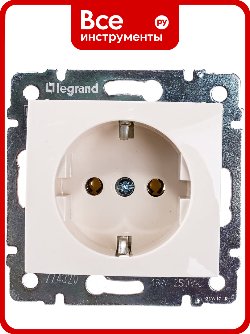 Розетка Legrand с заземлением Legrand Valena без шторок 16А 250В винтовые зажимы слоновая кость