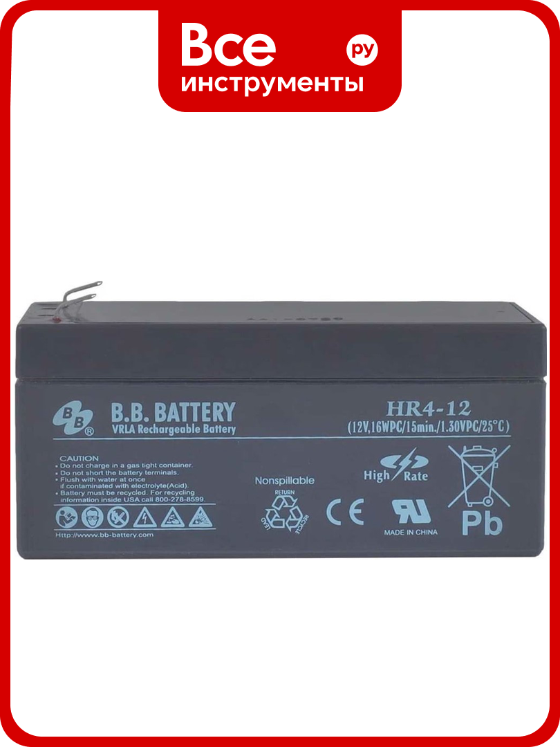 Аккумуляторная батарея 12 В, 3.6 Ач BB Battery HR 4-12
