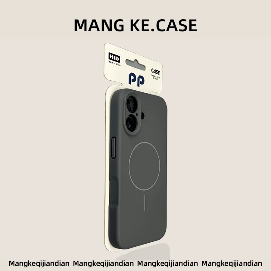 Жидкокремниевый силиконовый чехол для iPhone 16 Pro Max, цвет угольный серый, тонкий магнитный полный чехол с