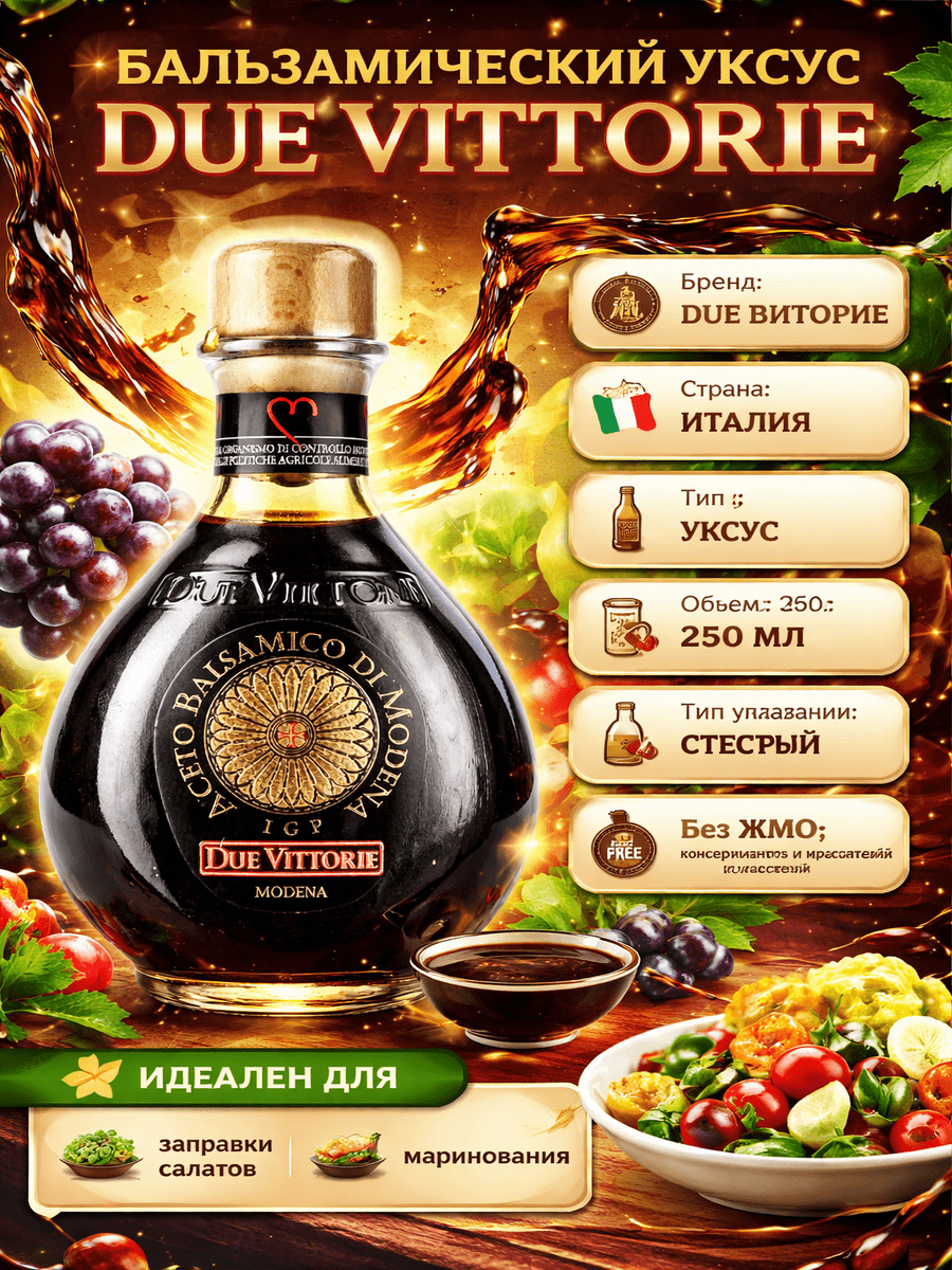 Уксус винный бальзамический Due Vittorie Aceto Balsamico di Modena, 250мл