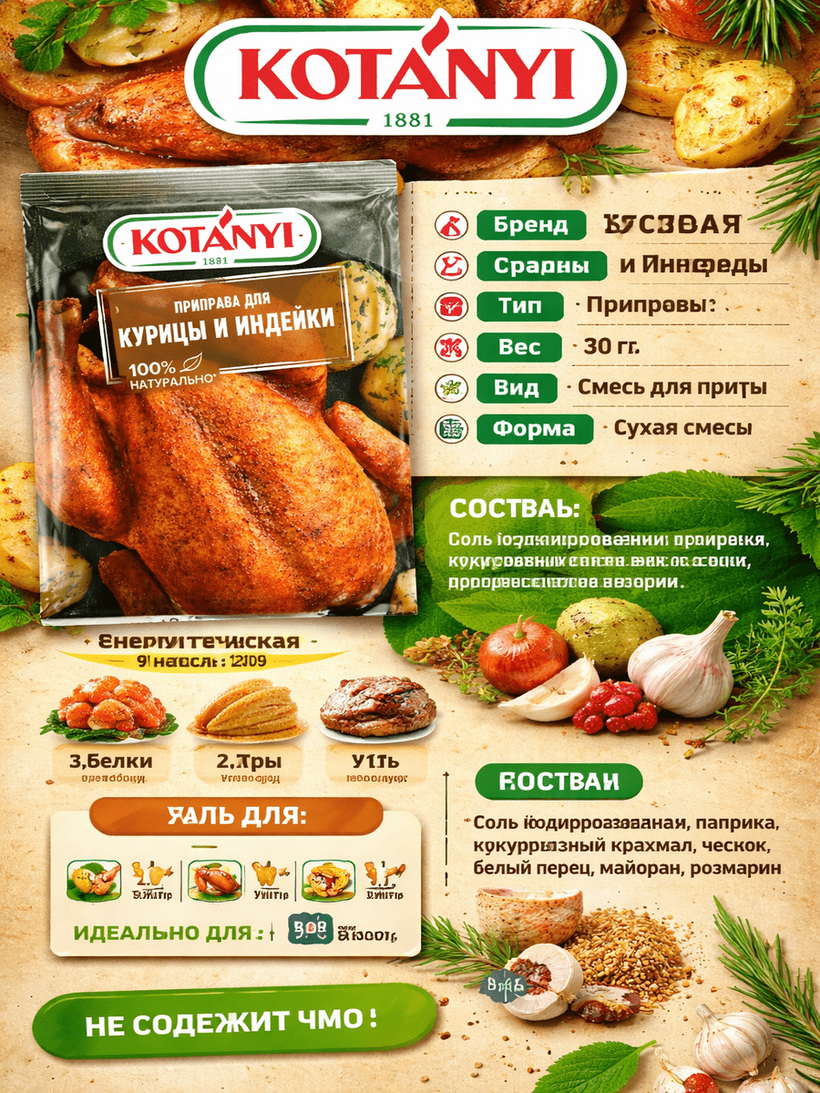 Приправа Kotanyi Для курицы и индейки, 30г