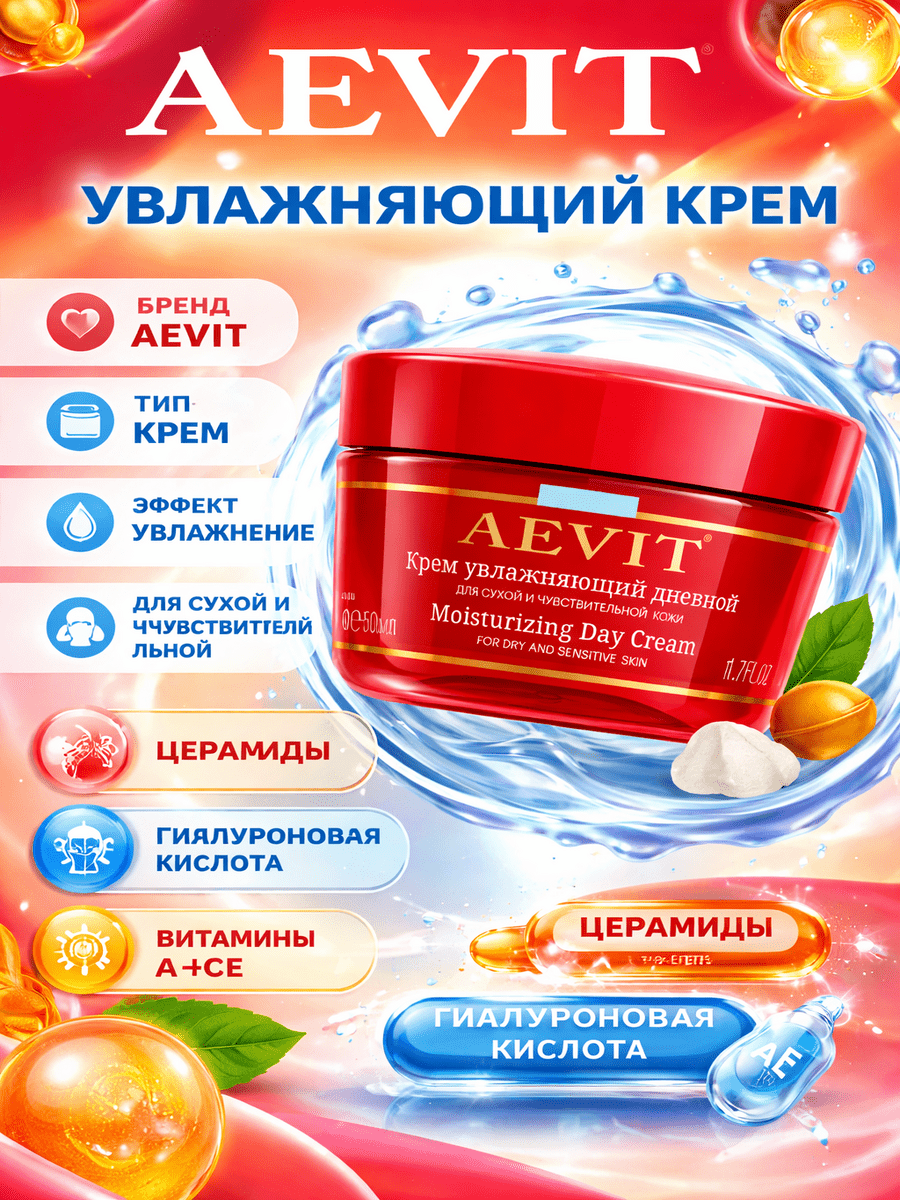 Крем для лица Librederm Aevit дневной увлажняющий, 50мл