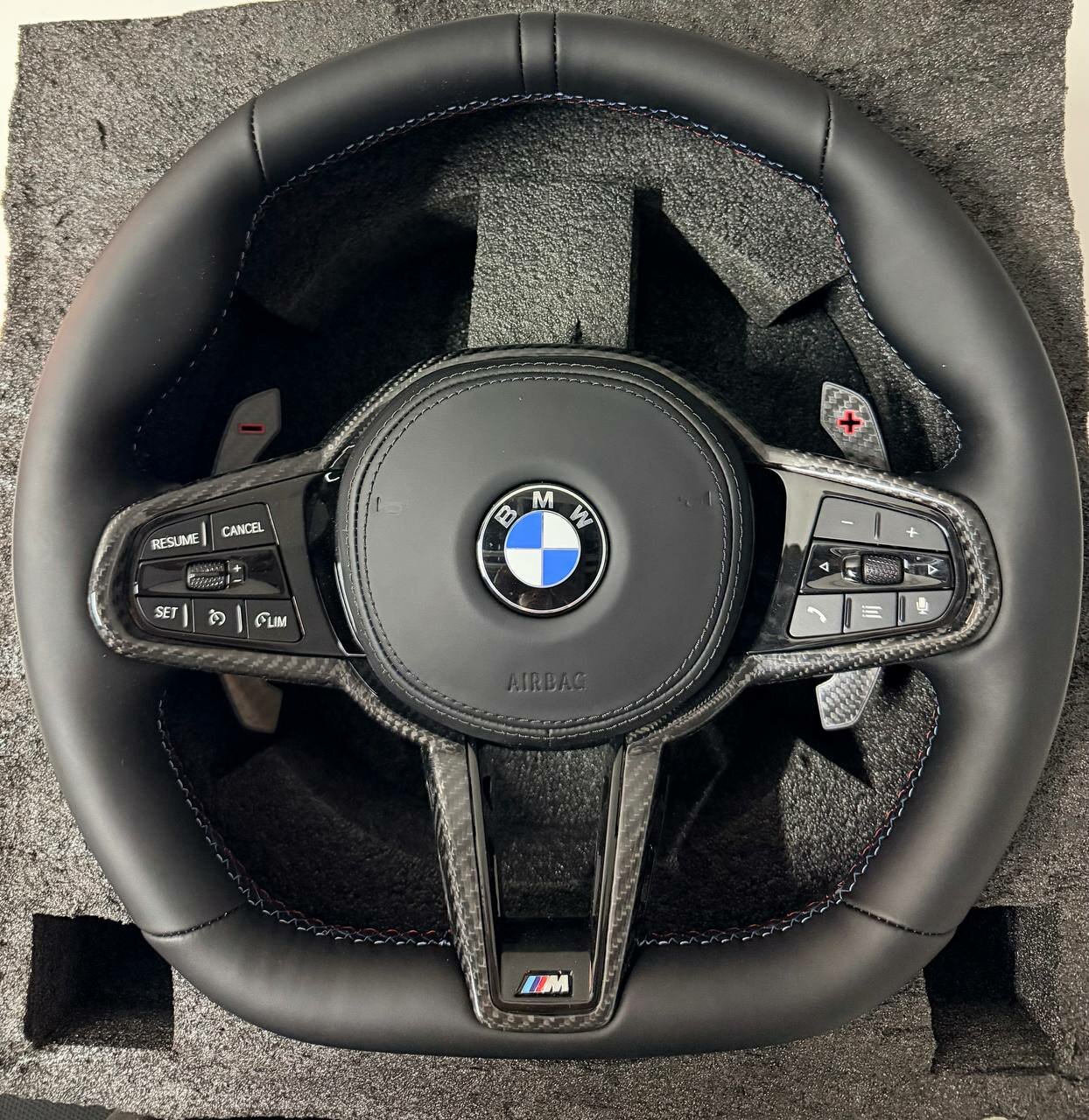 Руль BMW M F10 F01 F07 F13 F11 F06 стиль G серия LCI карбон м-строчка с подогревом