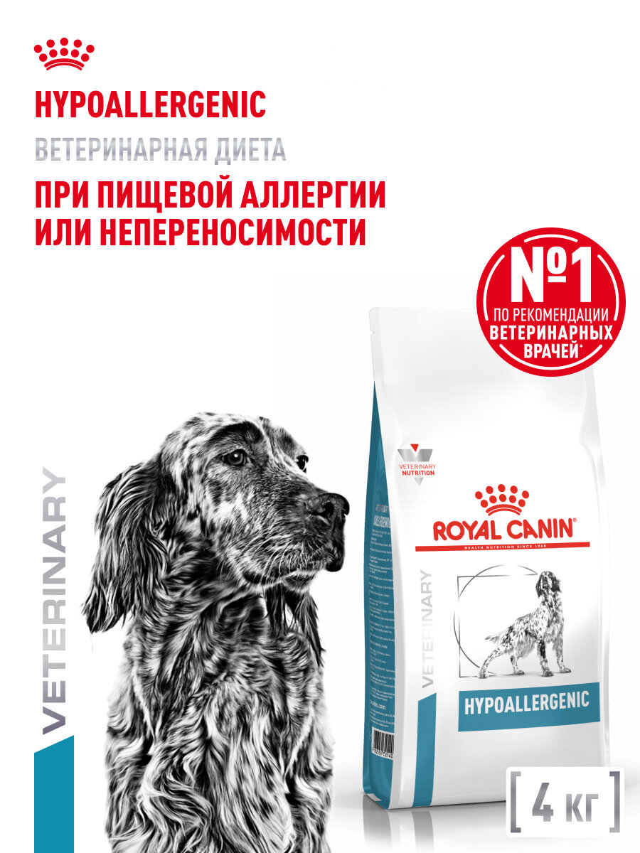 Сухой корм для собак Royal Canin Hypoallergenic ветеринарный гипоаллергенный, 4 кг