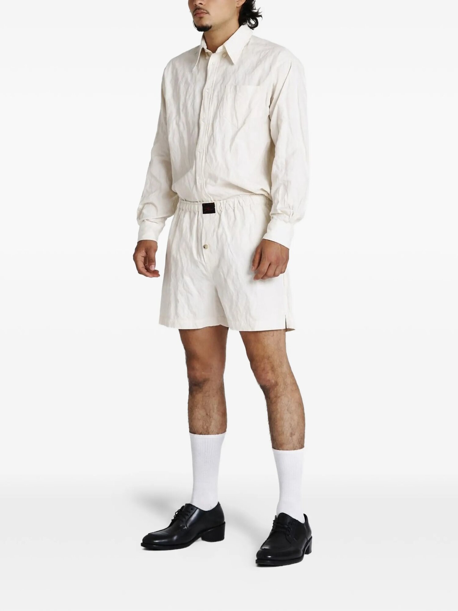 Шорты WILLY CHAVARRIA Willy logo-patch button-detail shorts, размер M, white — фото 1