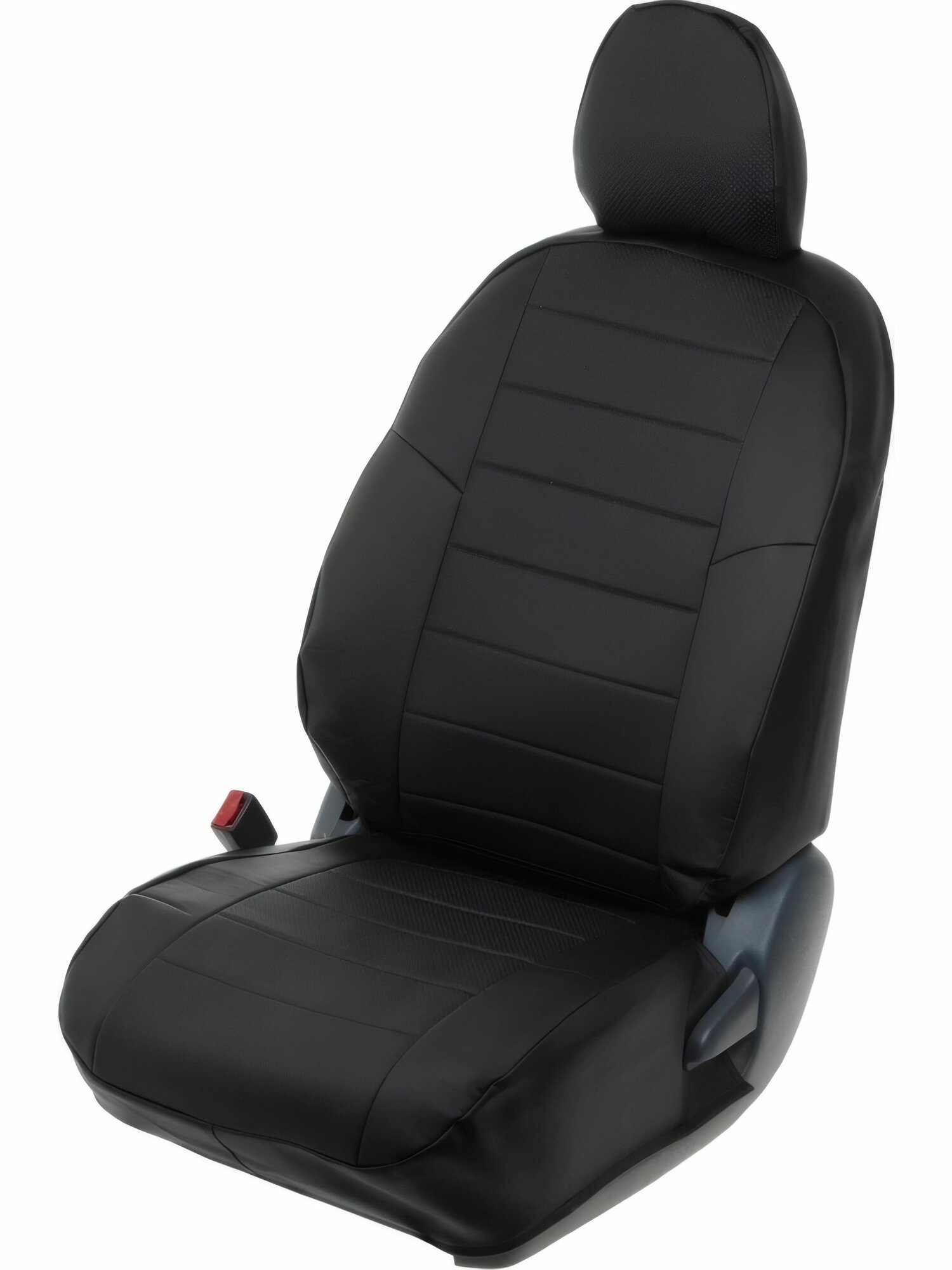 Комплект автомобильных чехлов Seintex 86621 для ВАЗ GRANTA 40/60 sd 2012- кр. "Престиж" - рисунок полоски, черного цвета, материал экокожа с перфорацией
