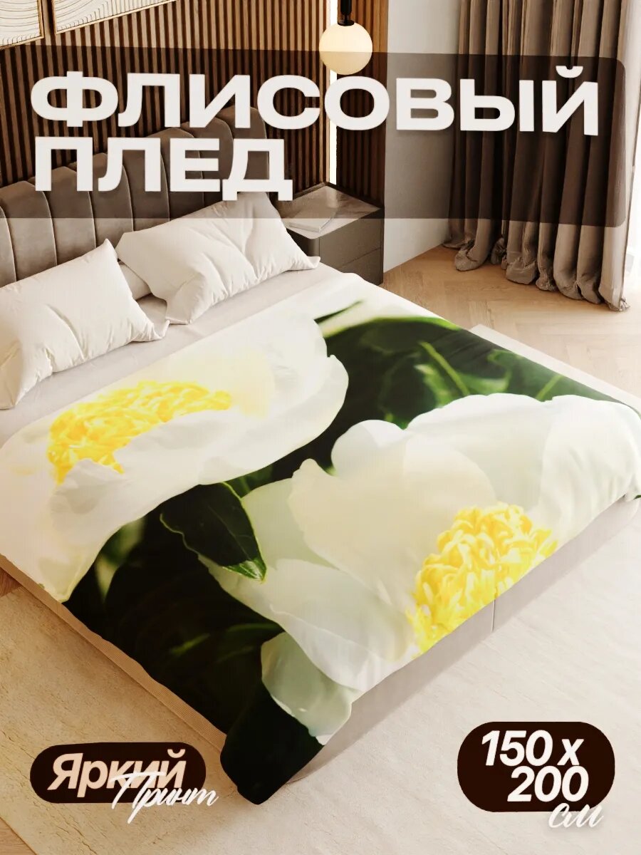 Плед флисовый 150х200 см мягкий теплый покрывало для дома