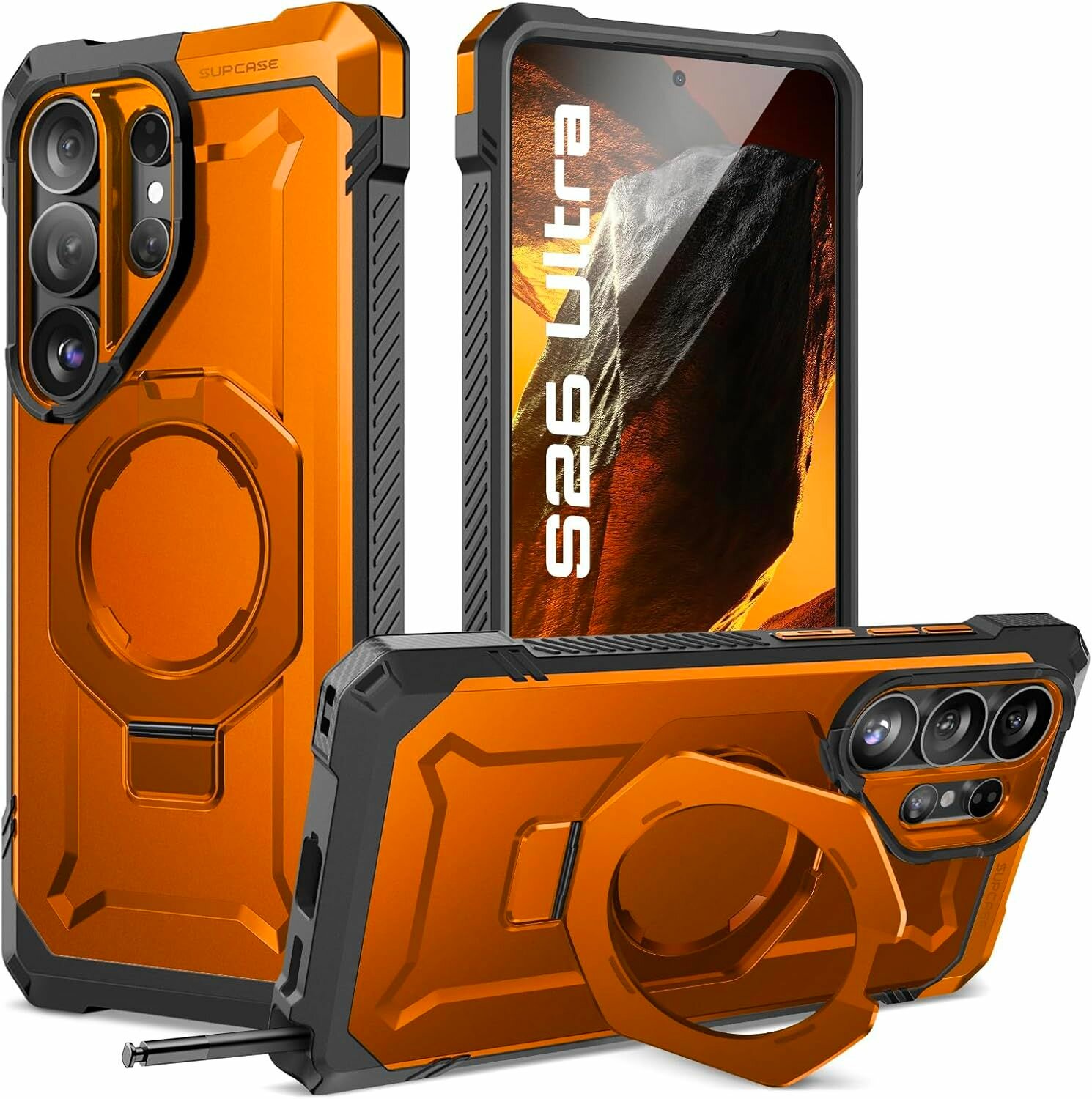 Чехол SUPCASE для Samsung Galaxy S26 Ultra с подставкой (с эффектом единорога-жука ), совместим с беспроводной зарядкой защита военного класса прочный магнитный чехол для телефона