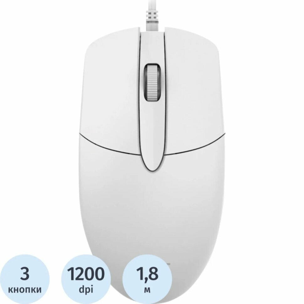 Мышь компьютерная Acer OMW300 оптическая/1200dpi/USB/белый, 2044519