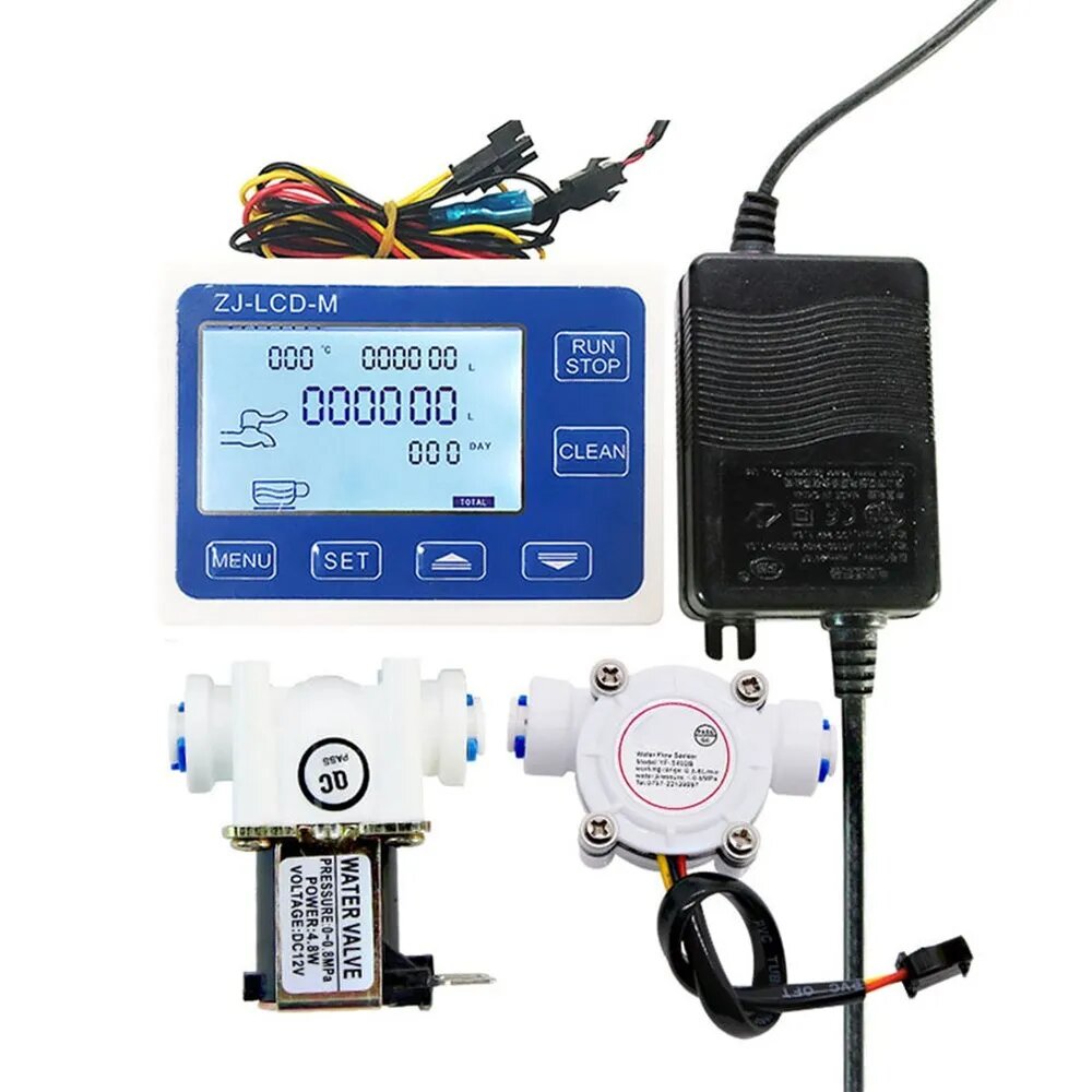 ZJ-LCD-M Цифровой Расходомер Воды 1/4 Дюйма С PE Электромагнитным Клапаном